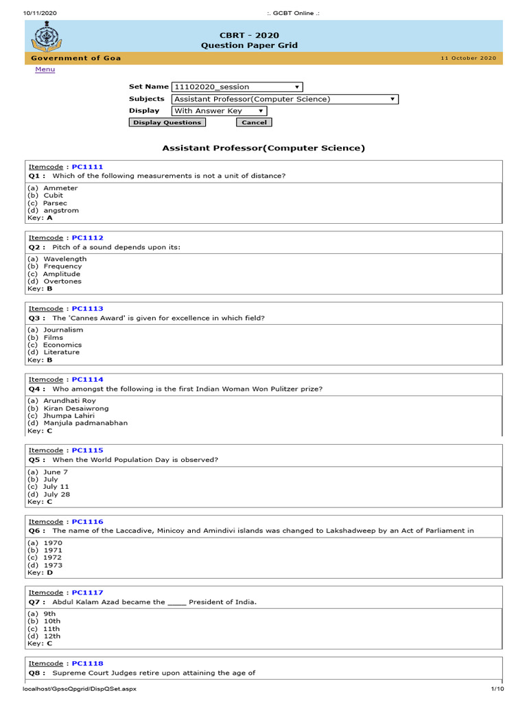 Assistant Professor (Computer Science) Key | PDF | English Language ...