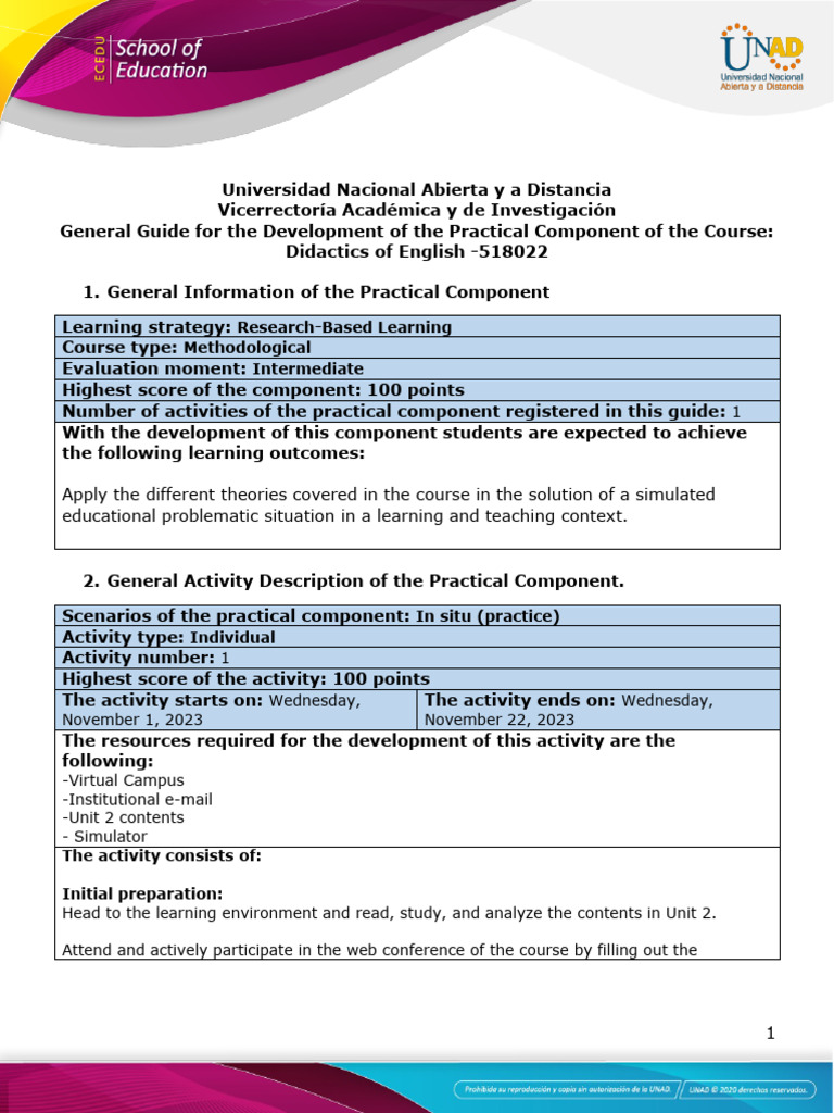 Guide For The Development of The Practical Component - Unit 2 - Phase 4 - Simulated Practice ...
