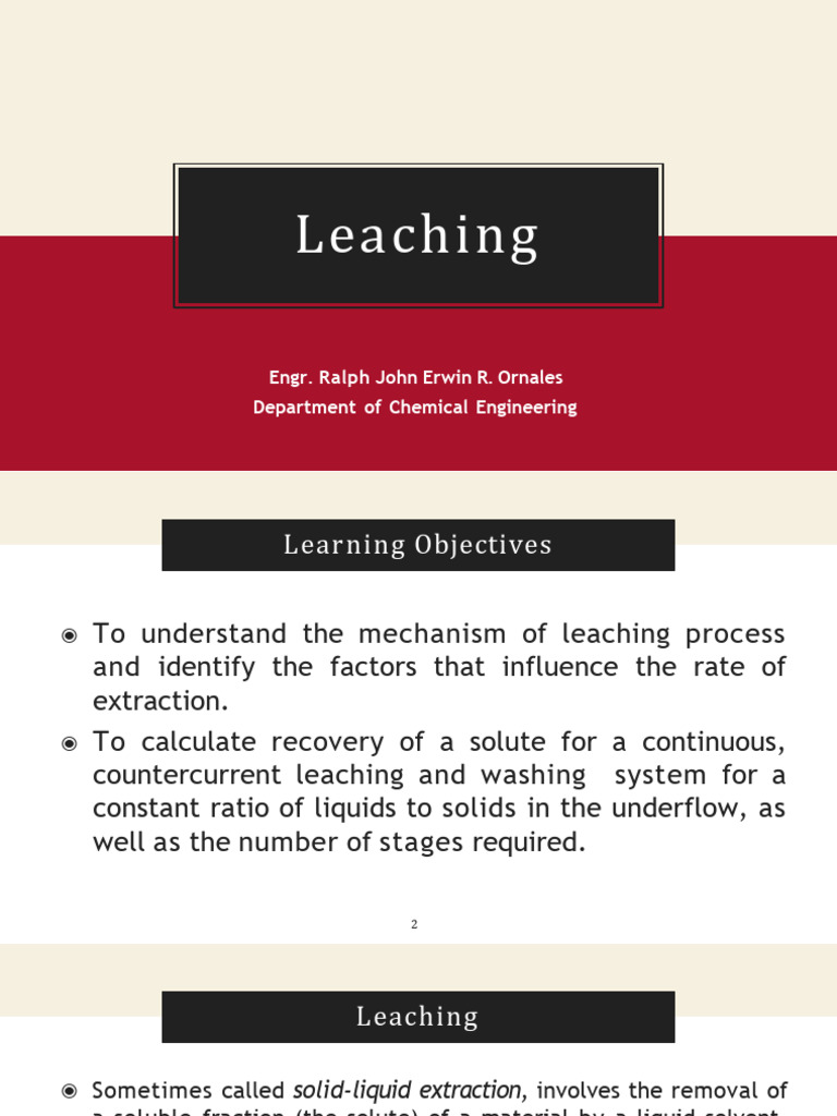 Lecture 6 - Leaching | PDF | Solubility | Solvent