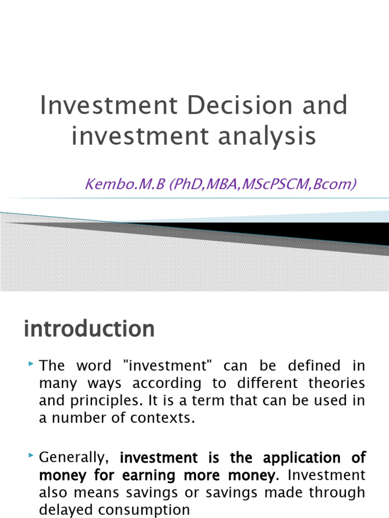 2.investment and Investment analysis-OVERVIEW | PDF | Investing ...