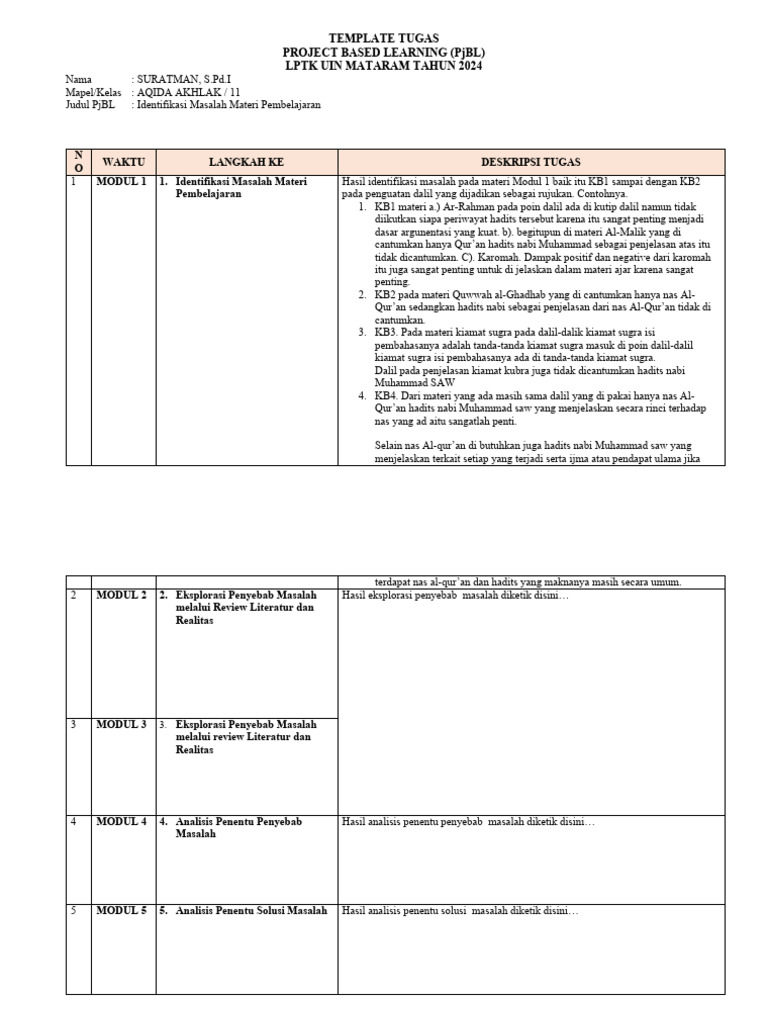 Template PBL 2024 | PDF