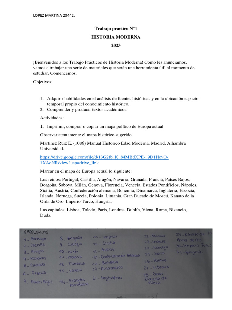 Trabajo Practico N 1 2023 | PDF | Período moderno temprano | Edades medias