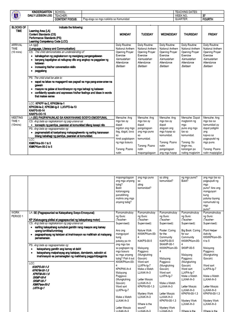 DLL Kinder Q4 W7 | PDF