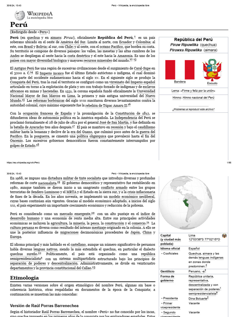 Perú - Wikipedia, La Enciclopedia Libre | PDF | Perú | Imperio Inca