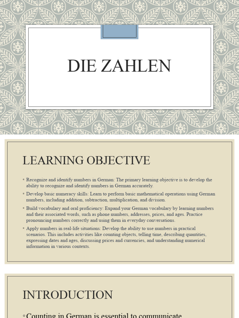 Die Zahlen | PDF | German Language | Learning