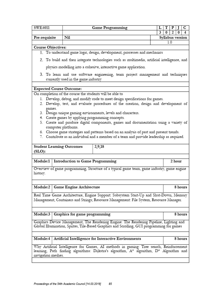 Swe4011 - Game-Programming - Eth - 1.0 - 55 - Swe4011 - 54 Acp | PDF | Computer Programming ...