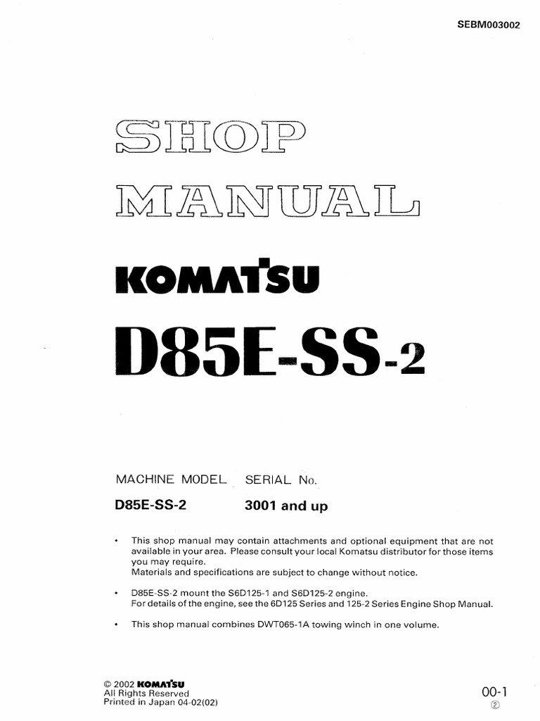 D85ess 2 Sebm003002 Shop Manual | PDF