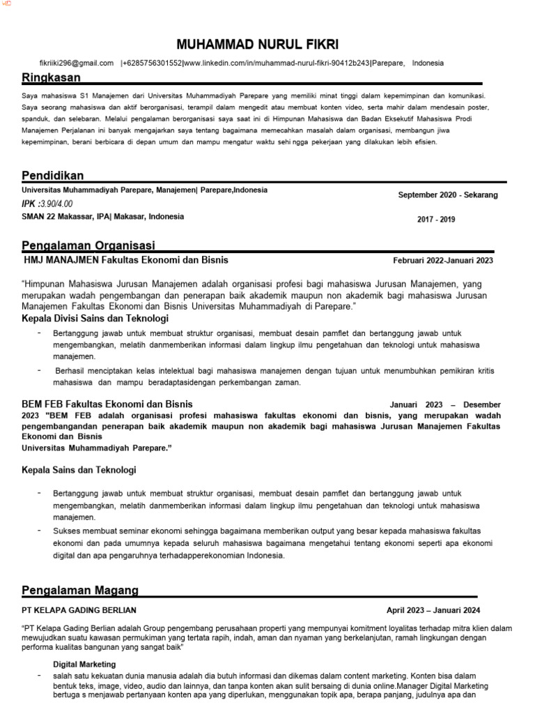 Mahasiswa Manajemen Berprestasi di Parepare | PDF | Seni