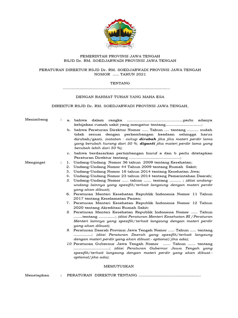 Template PERDIR Kebijakan | PDF