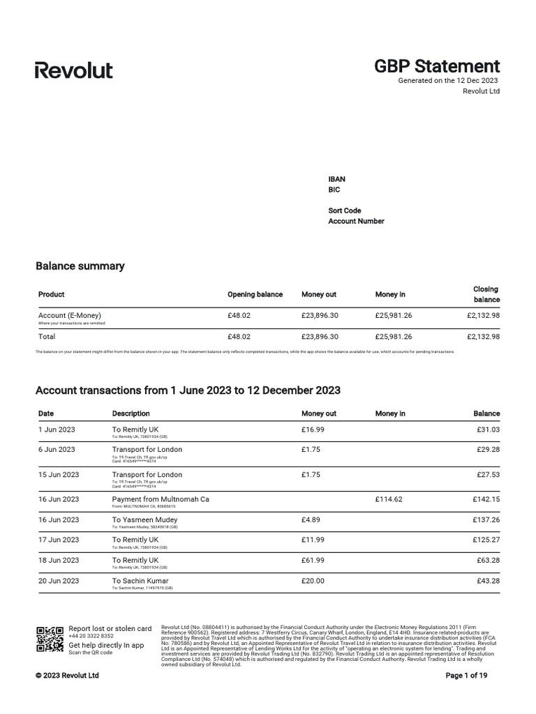 Revolut Statement 1 | PDF | Financial Technology | Finance & Money ...