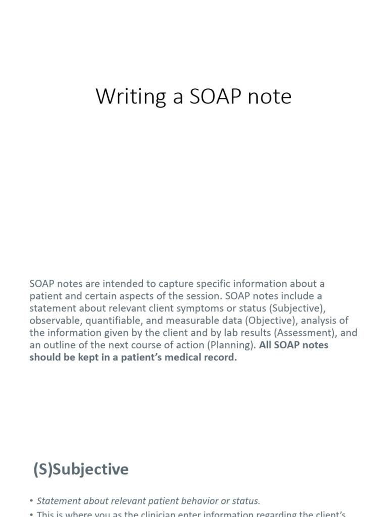 Writing a SOAP note | PDF | Clinical Medicine | Psychology