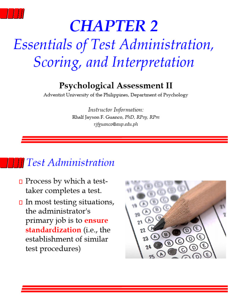 Lesson 2 - Essentials of Test Administration, Scoring, and ...