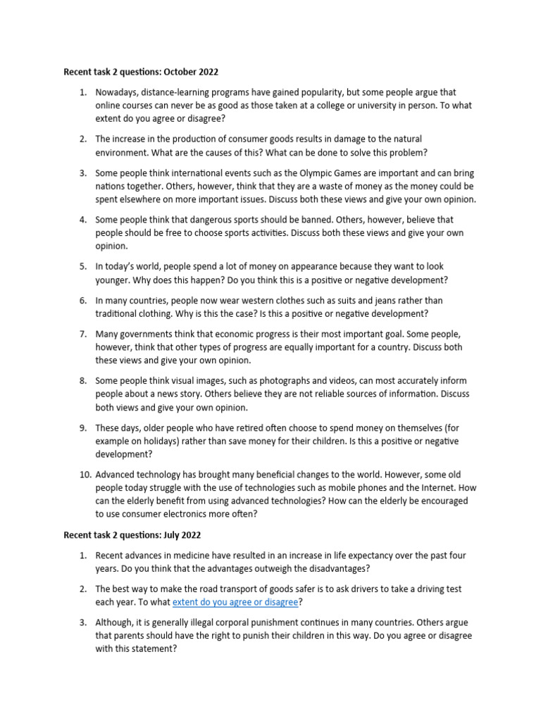 Recent Task 2 Questions 2022 | PDF | Human Communication | Social ...