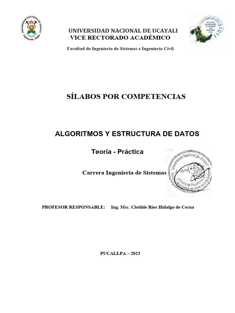 Silabo Algoritmo y Estructura de Datos | PDF | Evaluación | Algoritmos