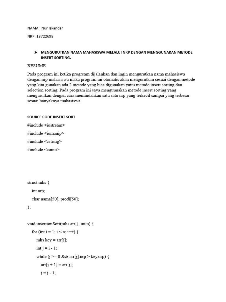 Insertion Sort | PDF