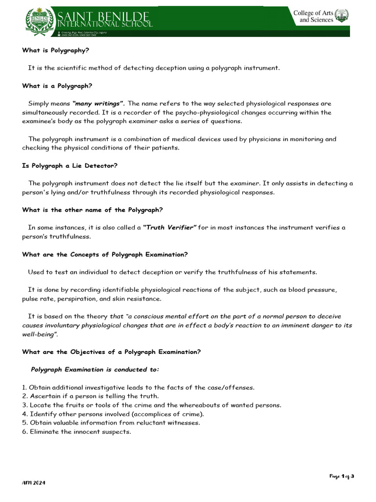 Week 2 Handouts | PDF | Polygraph | Lie