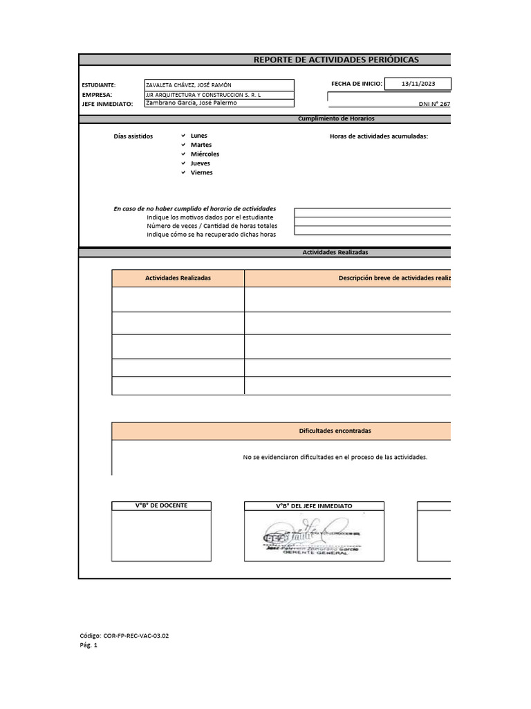 1.1 Formato RAP - Reporte de Actividades Periódicas 2023 | PDF