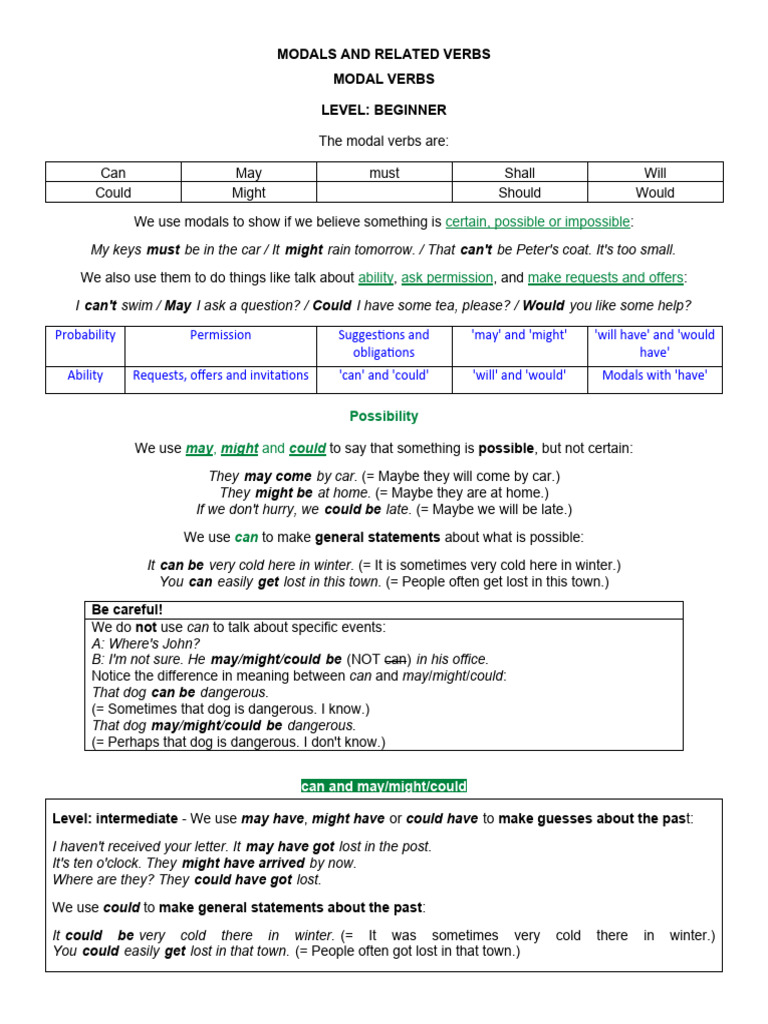 Modals and Related Verbs 2 | PDF | Linguistics | Semantic Units