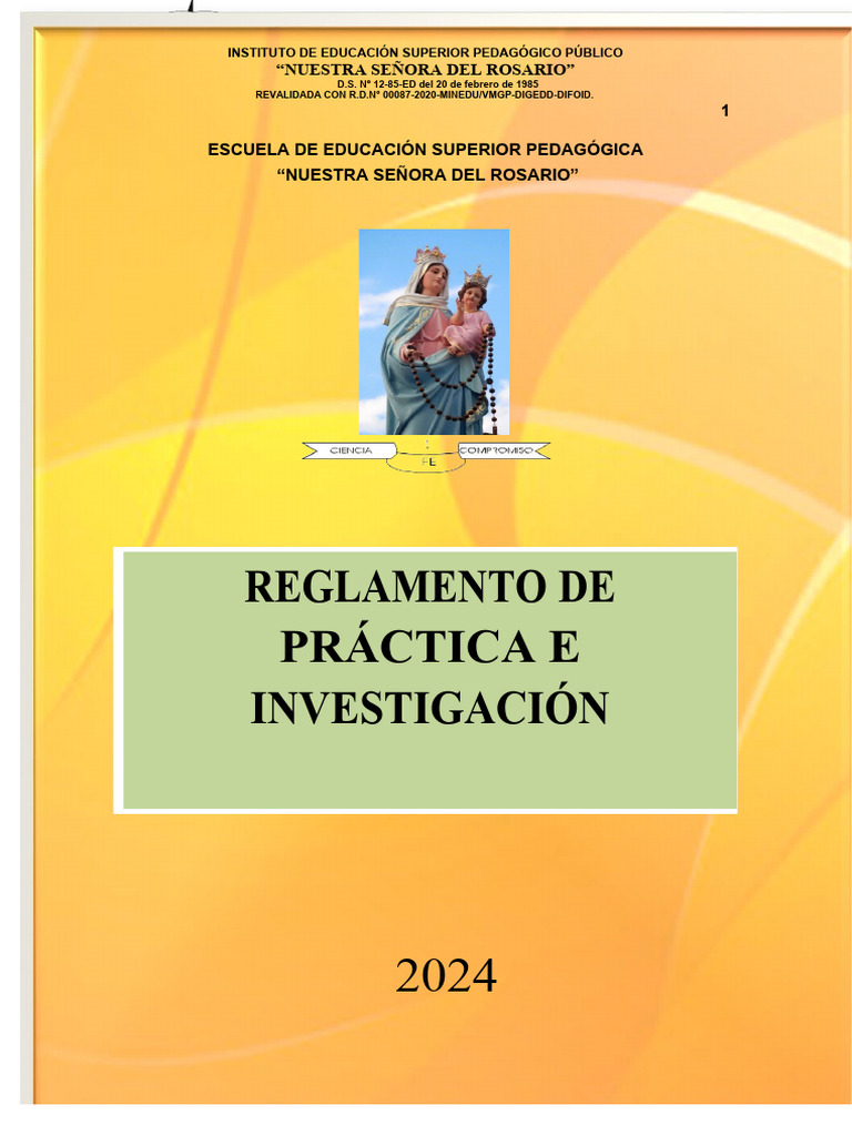 REGLAMENTO DE PRÁCTICA 2024 Actualizado | PDF | Maestros | Educación de la primera infancia
