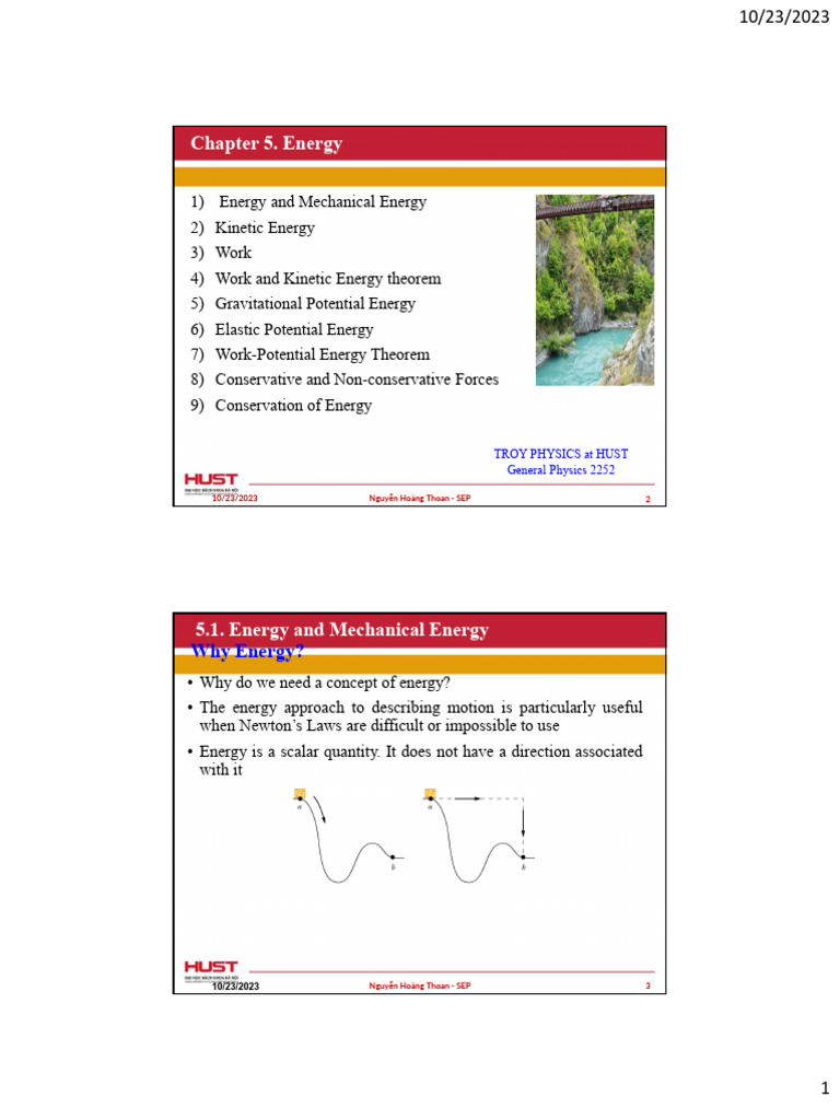 ThoanNH Lecture Note Chapter 5 Energy | PDF | Gravity | Force
