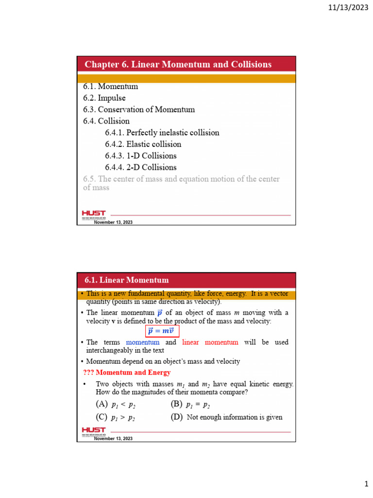 ThoanNH - Lecture Note - Chapter 6 - Momentum and Collisions | PDF ...
