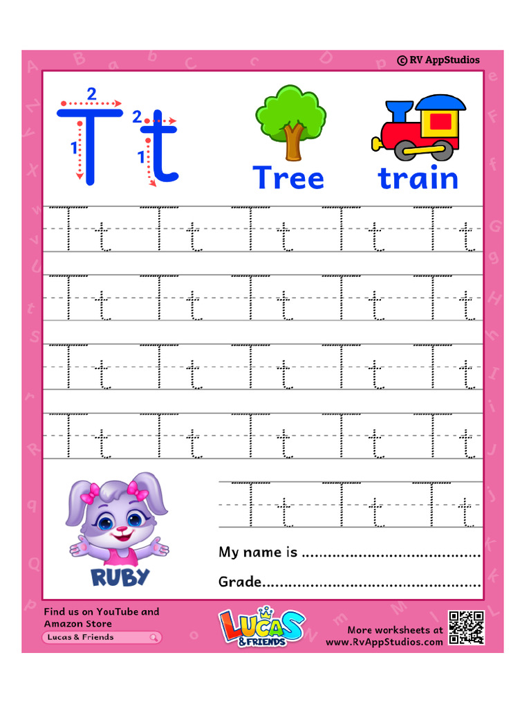 263 Free Printable Worksheets For Kids Alphabet Letter TT Tracing | PDF