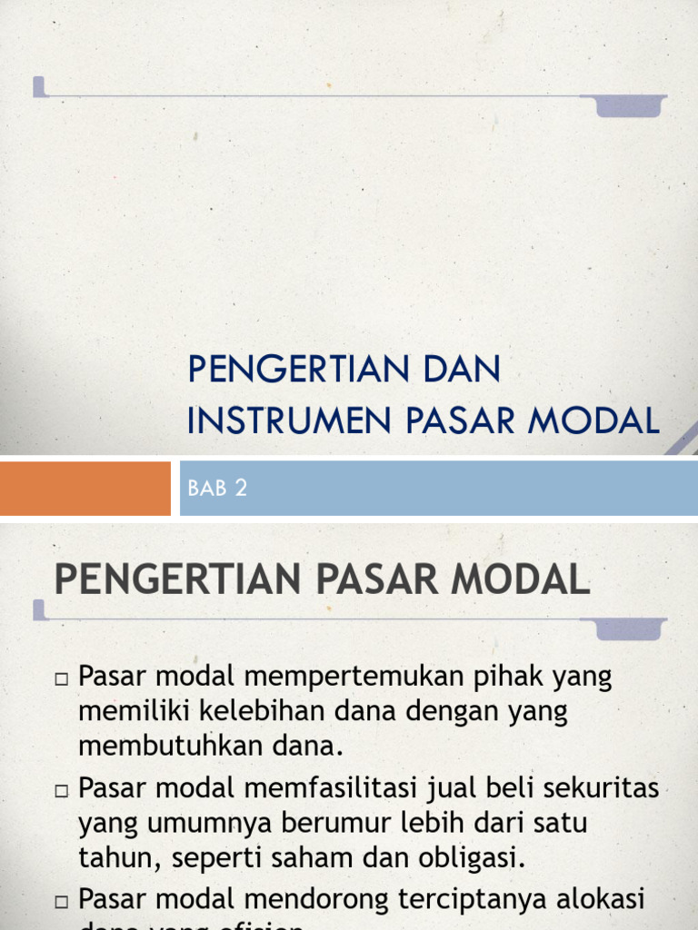 Pengertian Dan Instrumen Pasar Modal | PDF