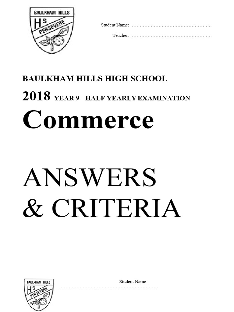 Year 9 Commerce Exam Answers 2018 | PDF | Hung Jury | Jury Trial