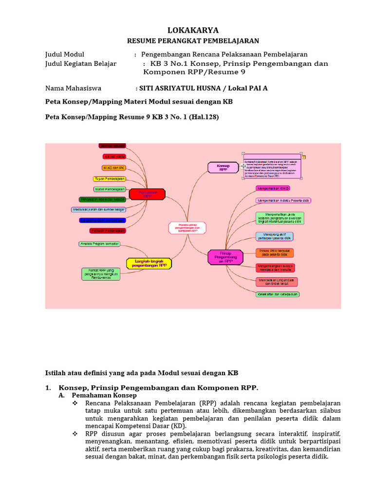 RESUME 9 KB 3 No.1 Konsep, Prinsip Pengembangan Dan Komponen RPP | PDF | Karier & Perkembangan ...
