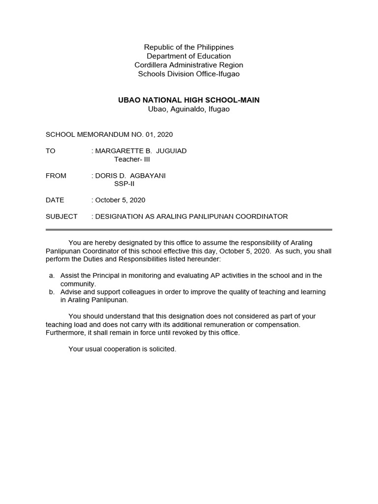 Sample Designation Letter | PDF