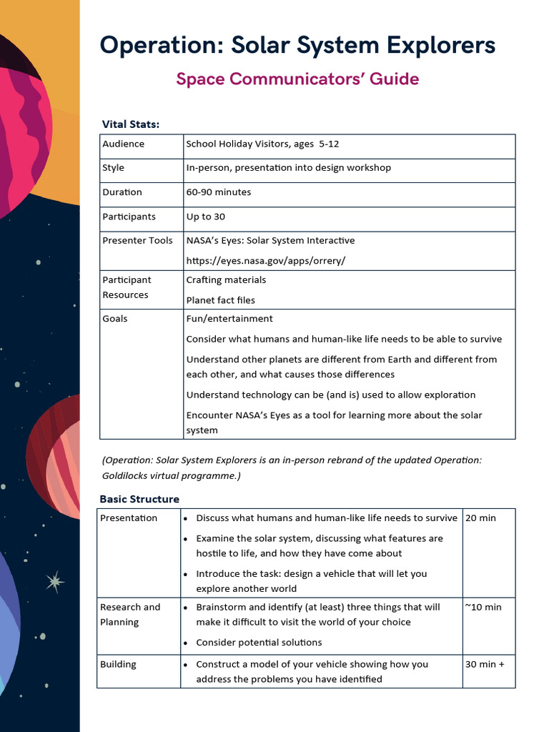 Solar System Explorers Presenter Notes | PDF | Planets | Atmosphere