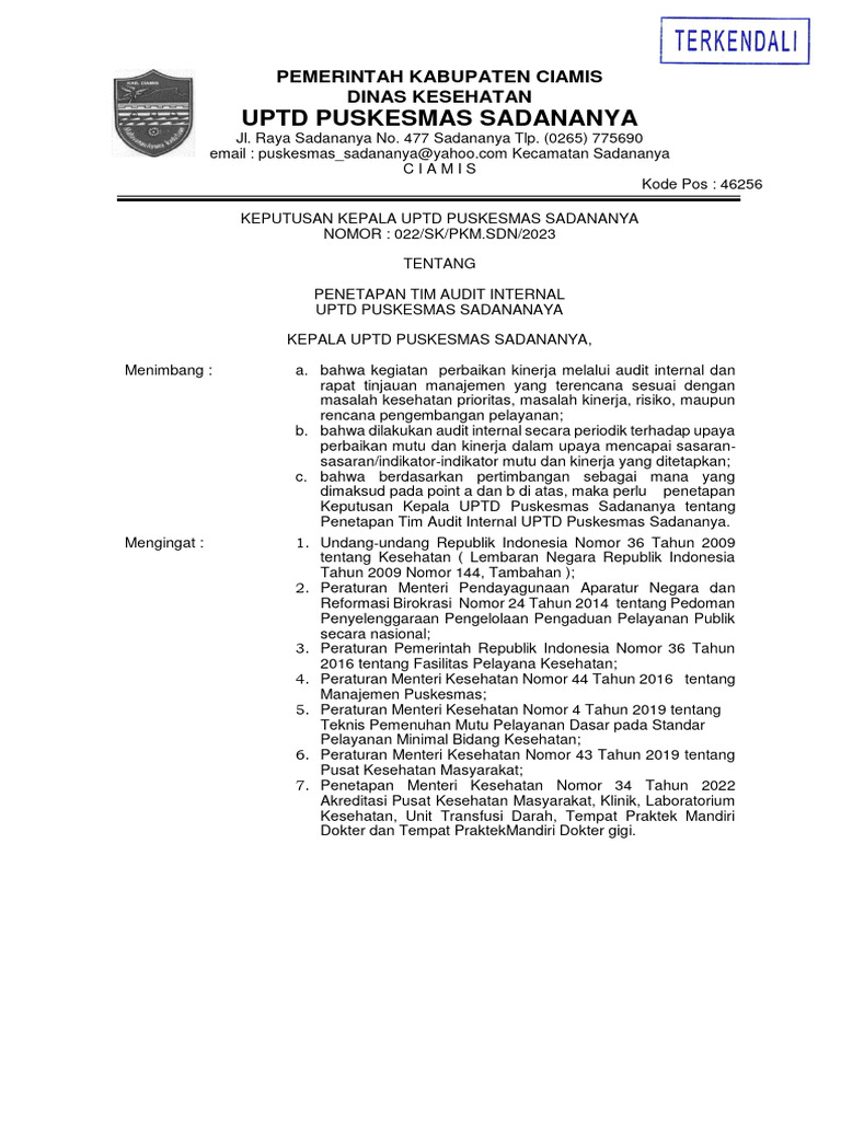 SK Tim Audit Internal | PDF