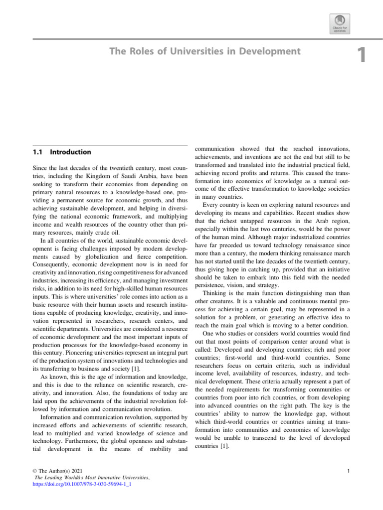 The Roles of Universities in Development | Download Free PDF ...