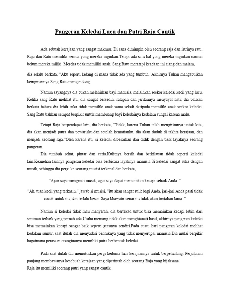 Pangeran Keledai Lucu Dan Putri Raja Cantik | PDF