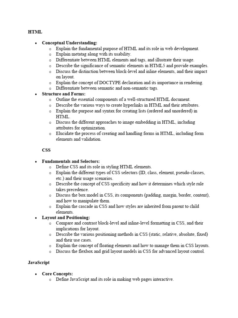 HTML, CSS, and JavaScript Essentials Guide | PDF | Html | Html Element