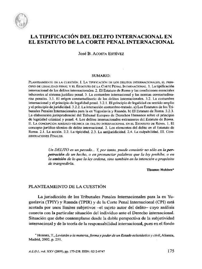 Tipificacion CPI | PDF | Derecho penal | Corte Criminal Internacional