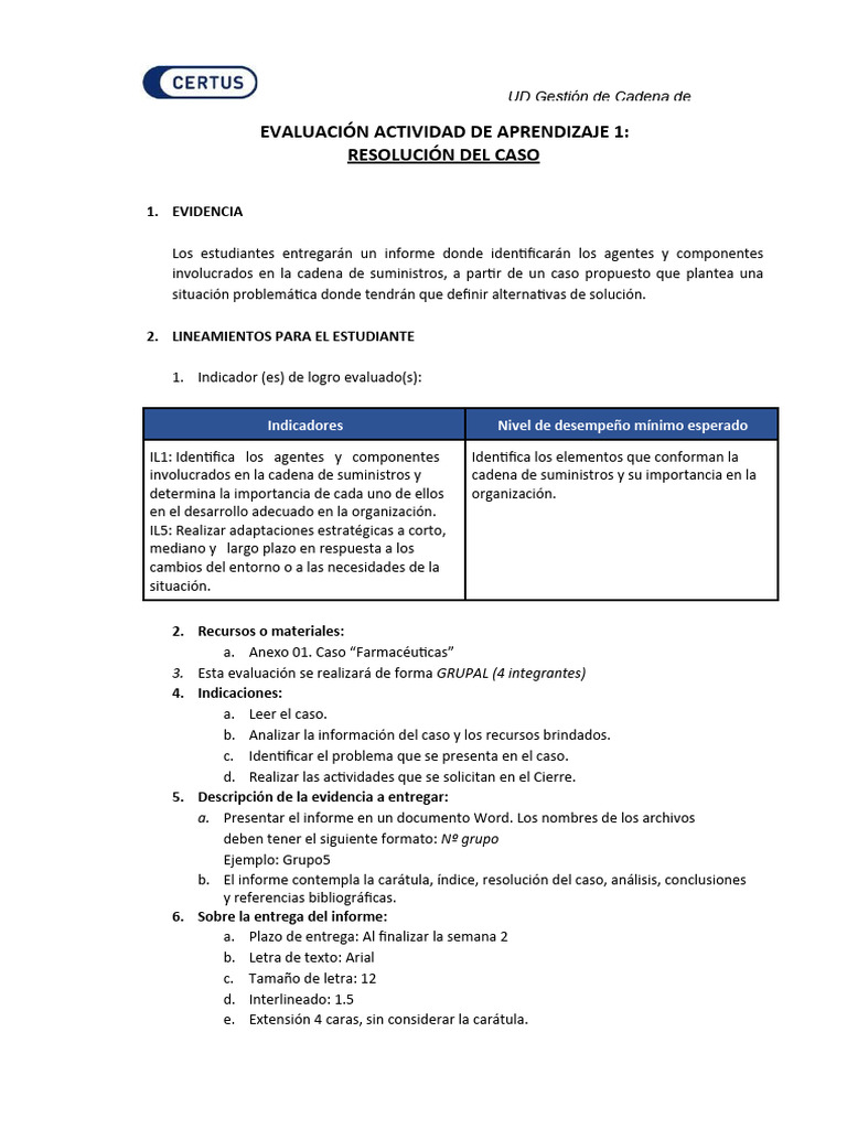 Tarea Suministros | PDF | Logística | Cadena de suministro