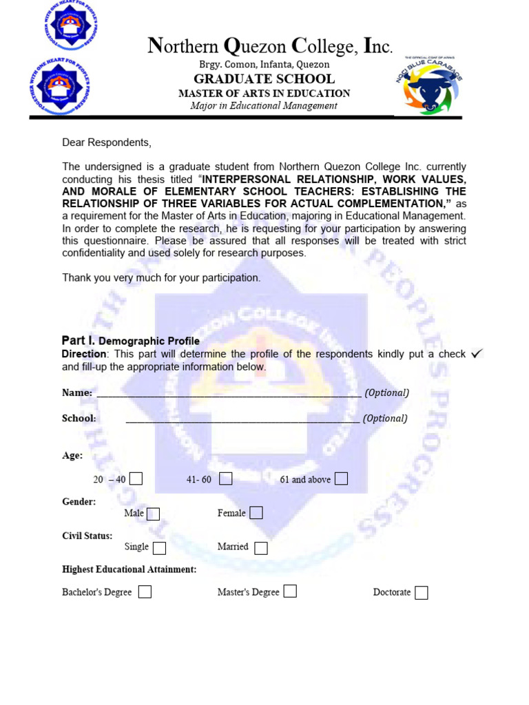 Survey Questionnaire and Interview Guide | PDF | Teachers | Mentorship
