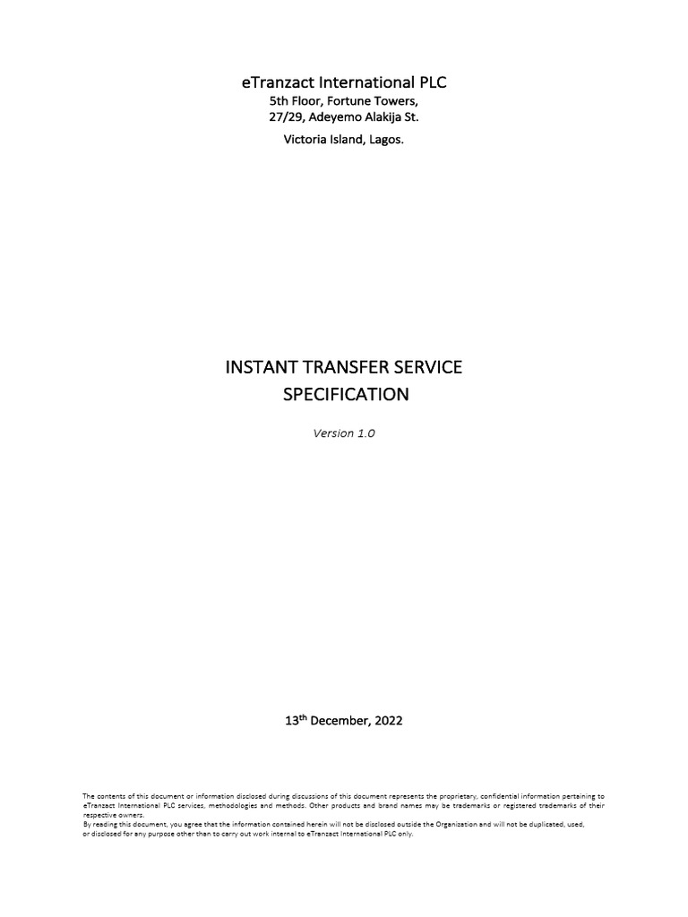 Instant Transfer API Specification - V1 | PDF | String (Computer Science) | Computing