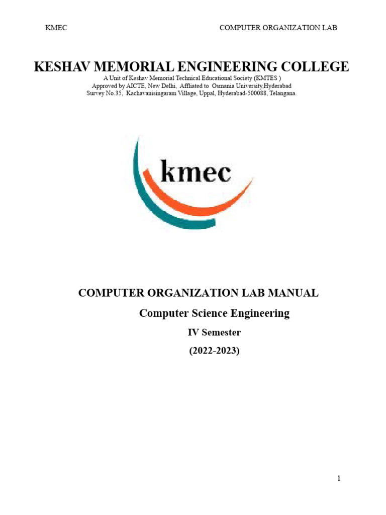 Co Lab Manual New | PDF | Central Processing Unit | Computer Engineering