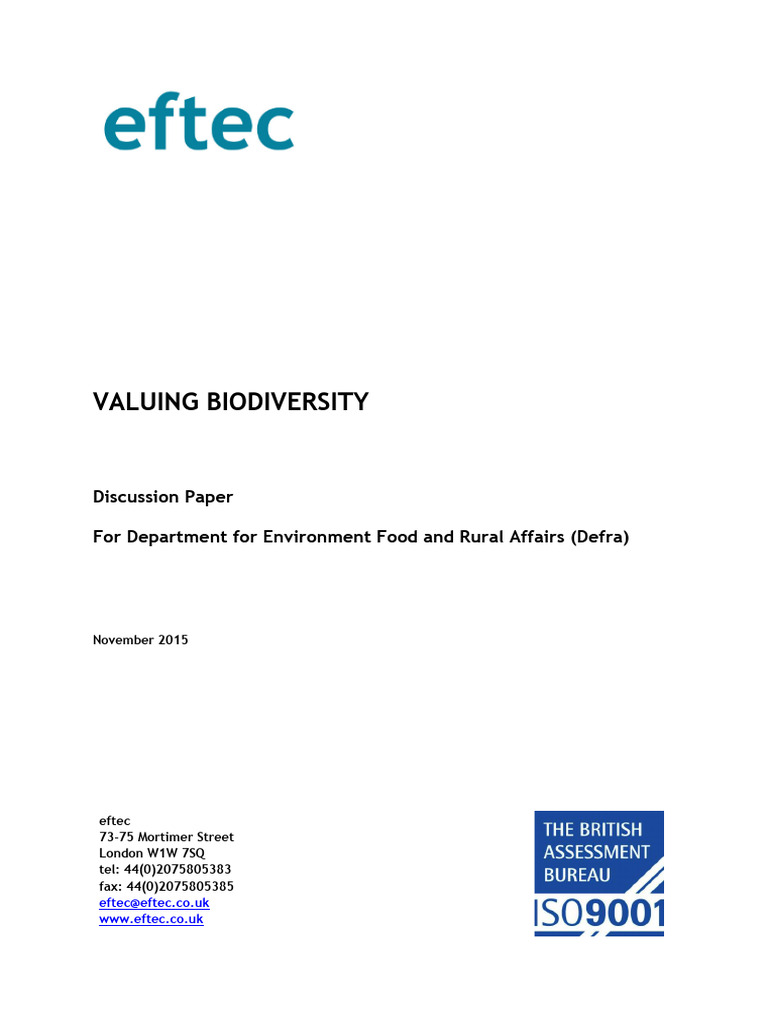13670 ValuingBiodiversityDiscussionPaper Eftec November2015v2 (1) | PDF ...