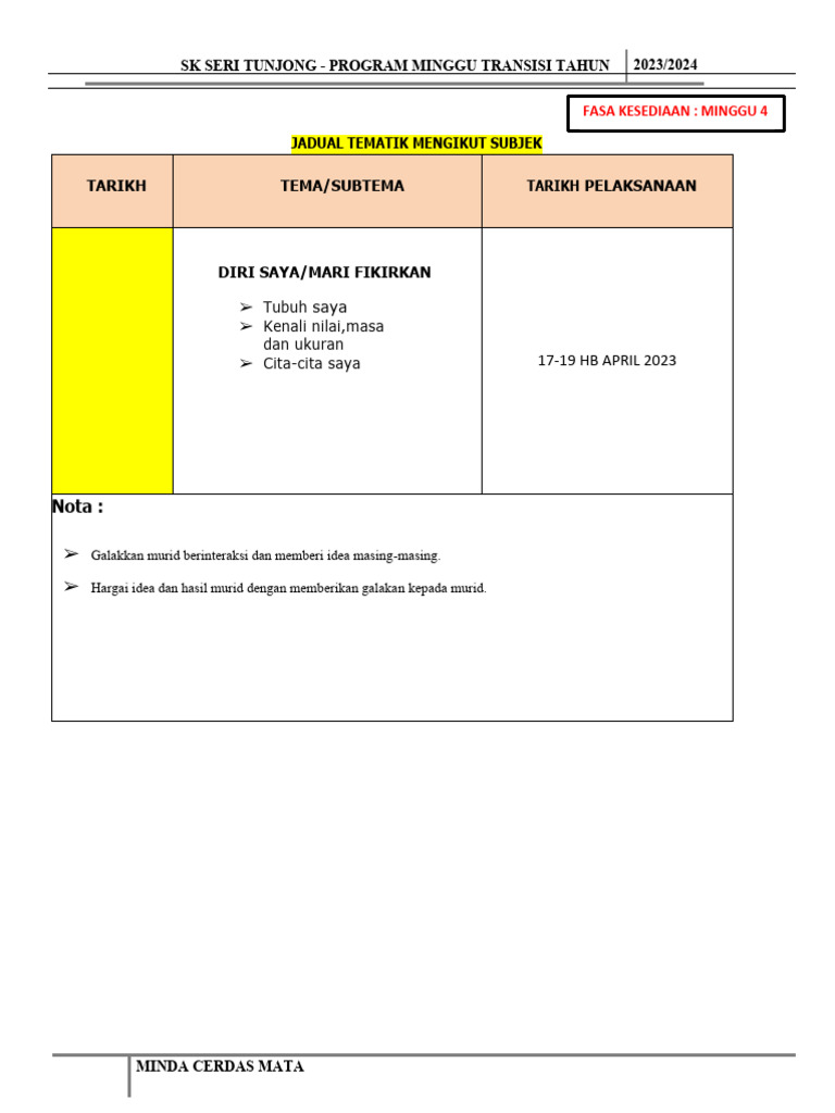 Program Transisi Tahun 1 | PDF | Kajian Bahasa Asing