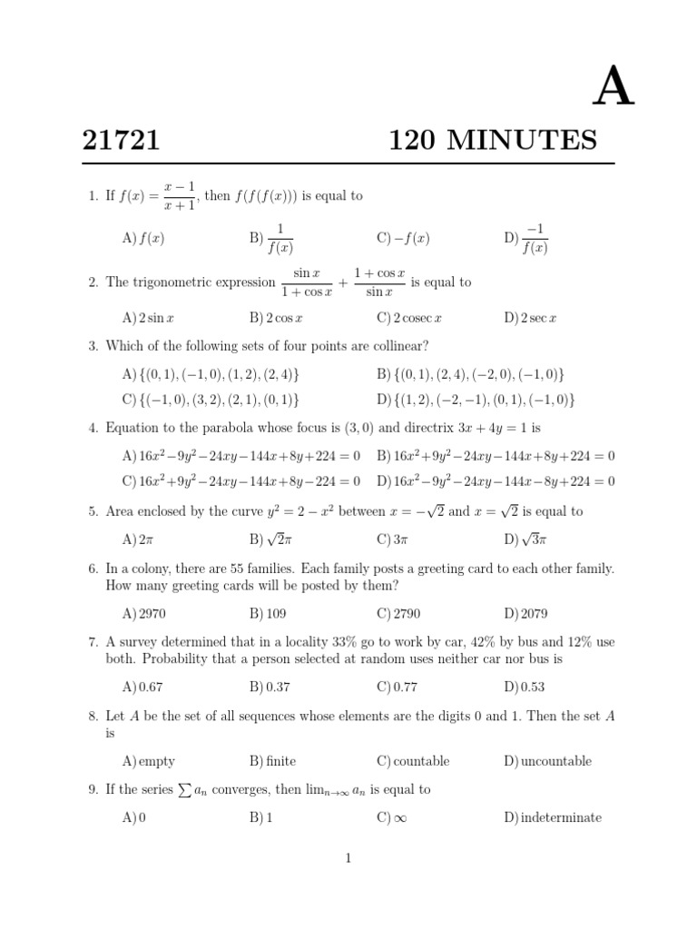 120 Minutes | PDF | Group (Mathematics) | Matrix (Mathematics)