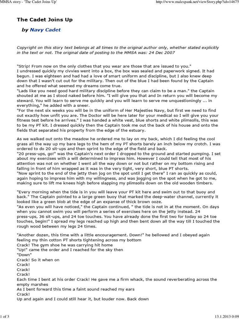 MMSA Story - 'The Cadet Joins Up' | PDF