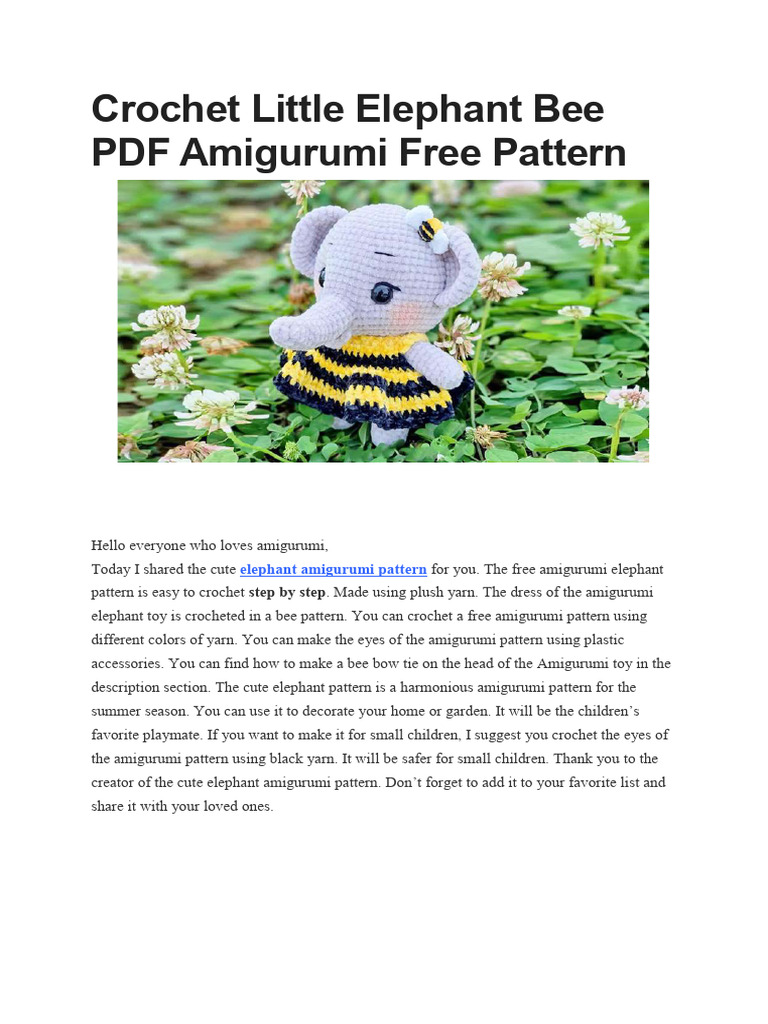 Crochet-Little-Elephant-Bee-PDF-Amigurumi-Free-Pattern | PDF ...