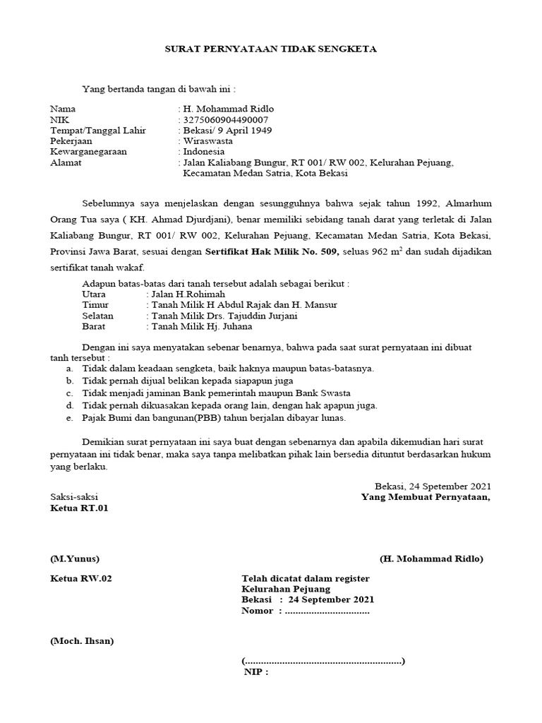 Zamal Surat Pernyataan | PDF