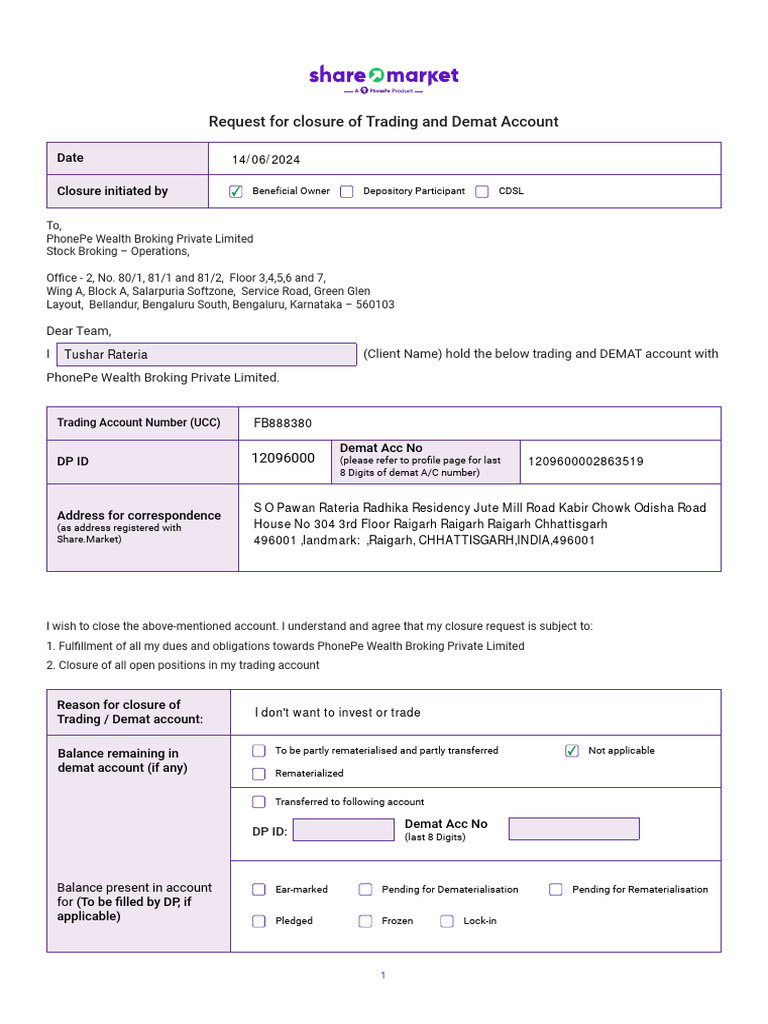 Account Closure Form(1) | PDF | Financial Markets