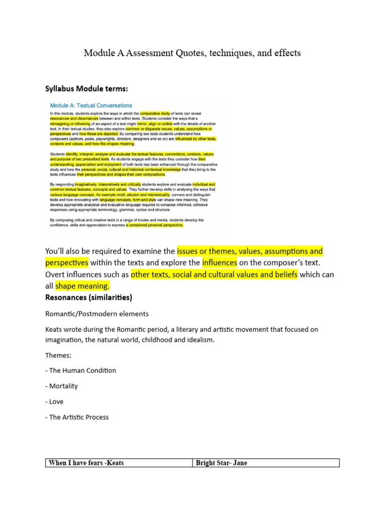 Module A Assessment Quotes | PDF