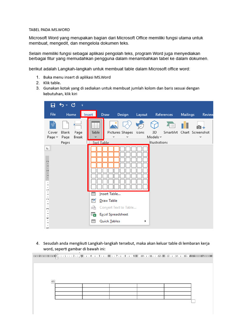 Membuat Table Di Word | PDF