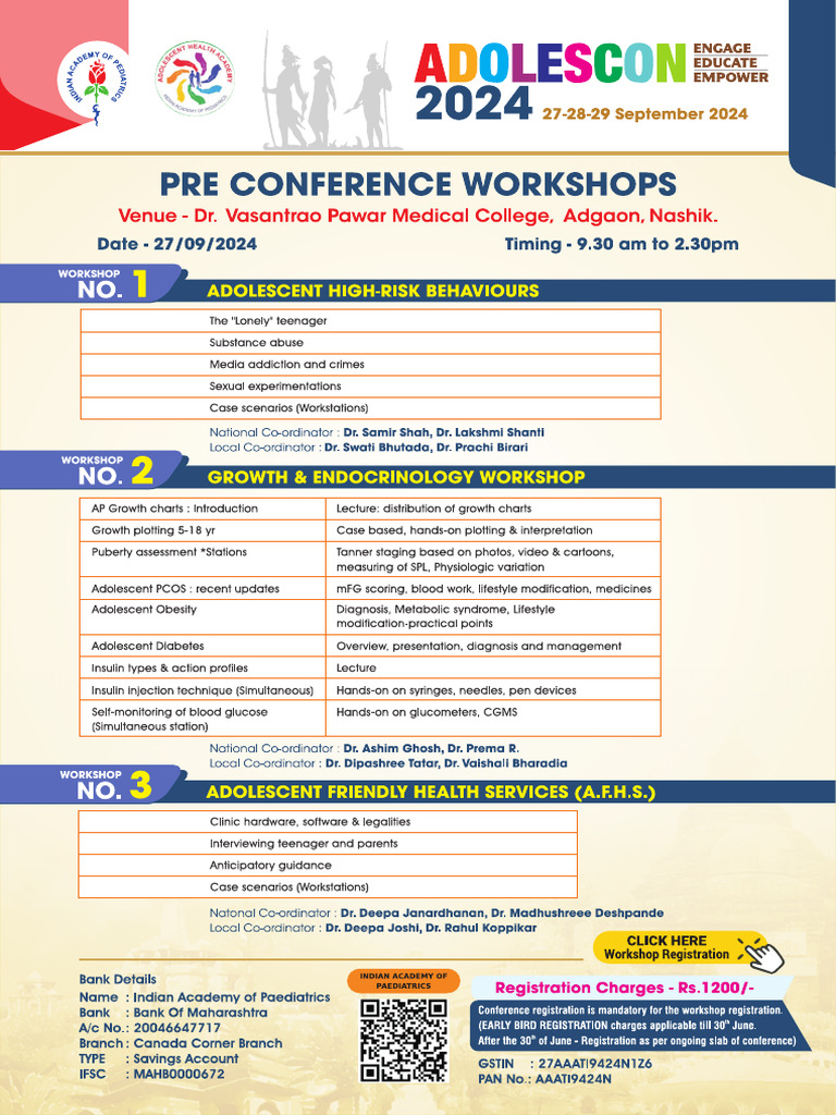 Adolescon 24 - Pre Conference Workshops Flyer | PDF